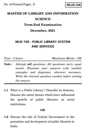 IGNOU MLIE 106 Previous Years Solved Question Paper