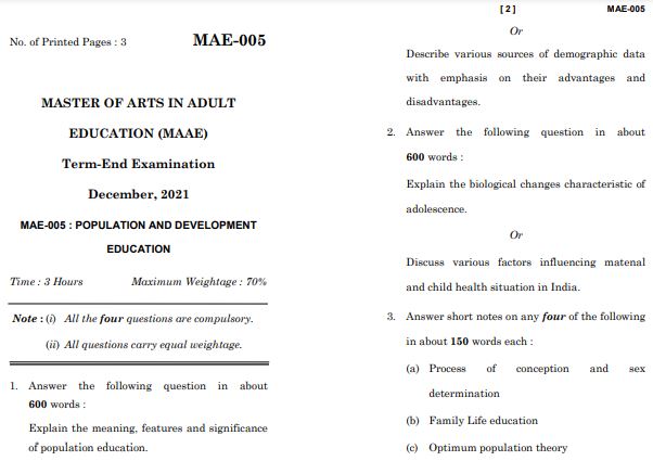 IGNOU MAE 5 Previous Years Solved Question Papers