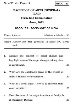 IGNOU BSOC 132 Previous Years Solved Question Paper