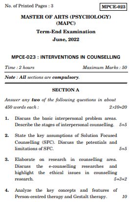 IGNOU MPCE 23 Previous Years Solved Question Paper