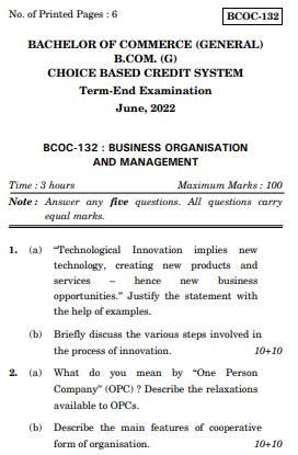 IGNOU BCOC 132 Previous Years Solved Question Paper