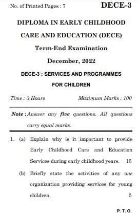 IGNOU DECE 3 Previous Years Solved Question Papers