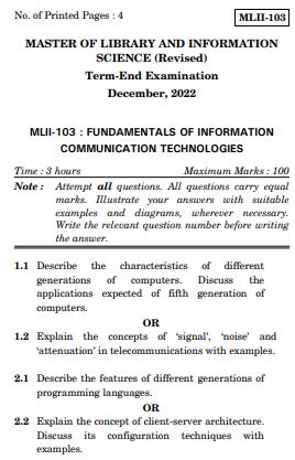 IGNOU MLII 103 Previous Years Solved Question Paper