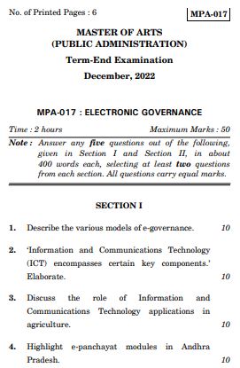 IGNOU MPA 17 Previous Years Solved Question Paper