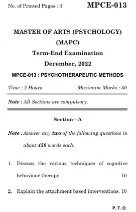 IGNOU MPCE 13 Previous Years Solved Question Paper