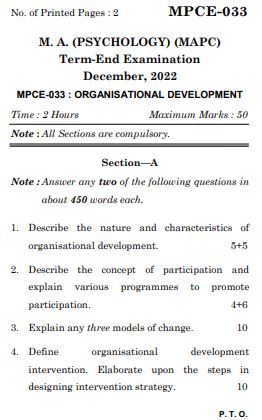 IGNOU MPCE 33 Previous Years Solved Question Paper