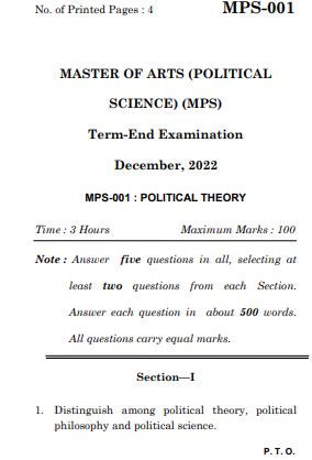 IGNOU MPS 1 Previous Years Solved Question Paper