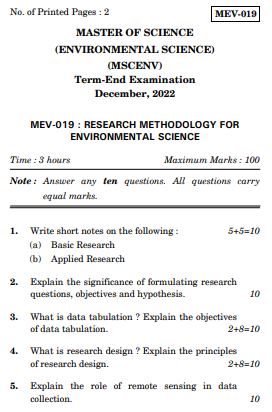 IGNOU MEV 19 Previous Years Solved Question Paper