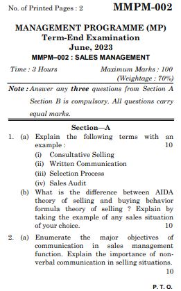 IGNOU MMPM 2 Previous Years Solved Question Paper