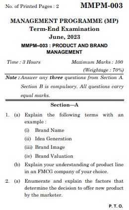 IGNOU MMPM 3 Previous Years Solved Question Paper