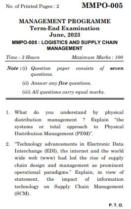 IGNOU MMPO 5 Previous Years Solved Question Paper