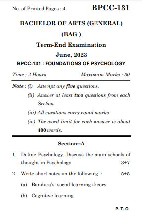 IGNOU BPCC 131 Previous Years Solved Question Paper